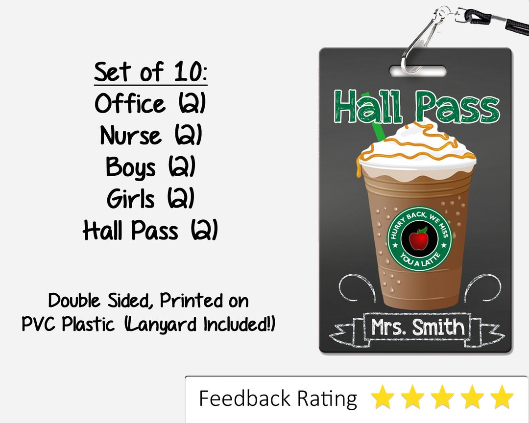 Coffee Theme Classroom Hall Passes for Teachers Personalized - Etsy