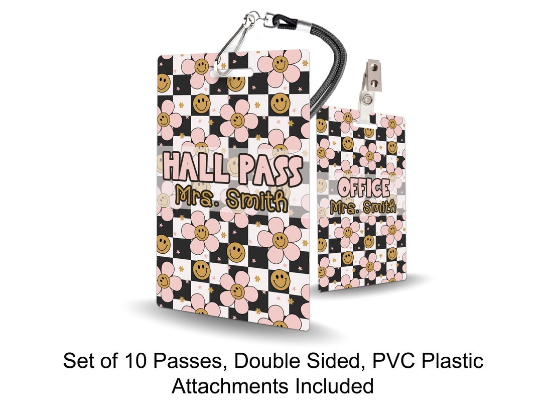 Smiley Checkerboard Theme Classroom Hall Passes for Teachers ...
