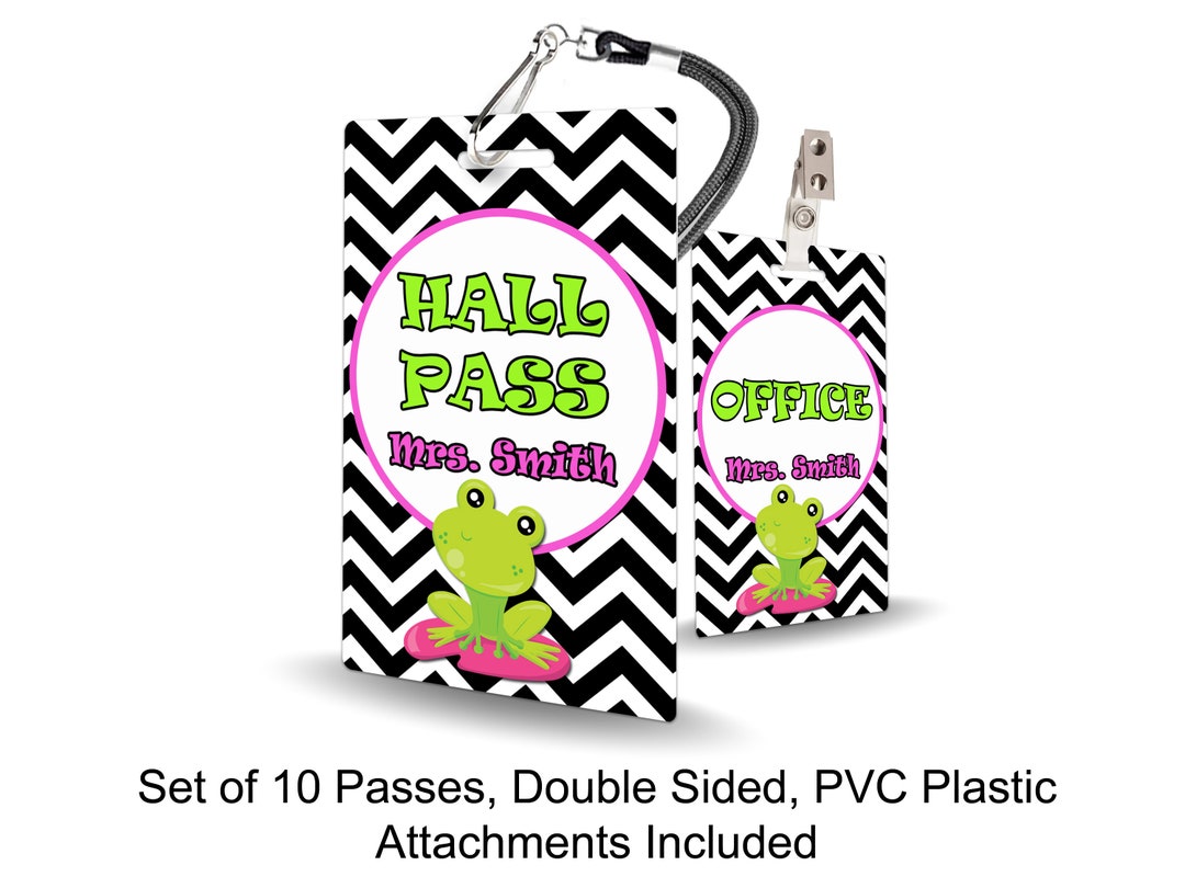 Frog Theme Classroom Hall Passes for Teachers, Personalized, Set of 10 ...