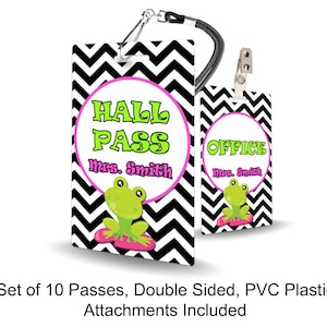 Frog Theme Classroom Hall Passes for Teachers, Personalized, Set of 10 ...