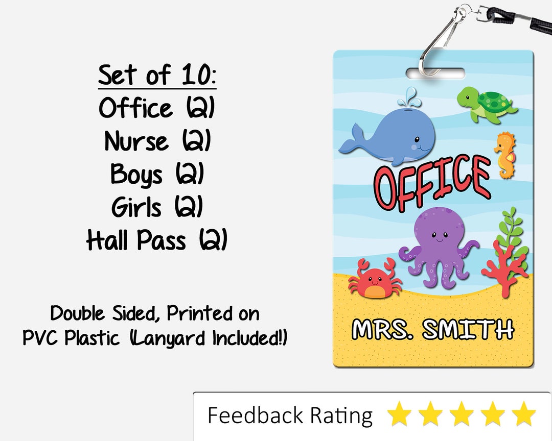 Under the Sea Theme Classroom Hall Passes for Teachers, Personalized ...