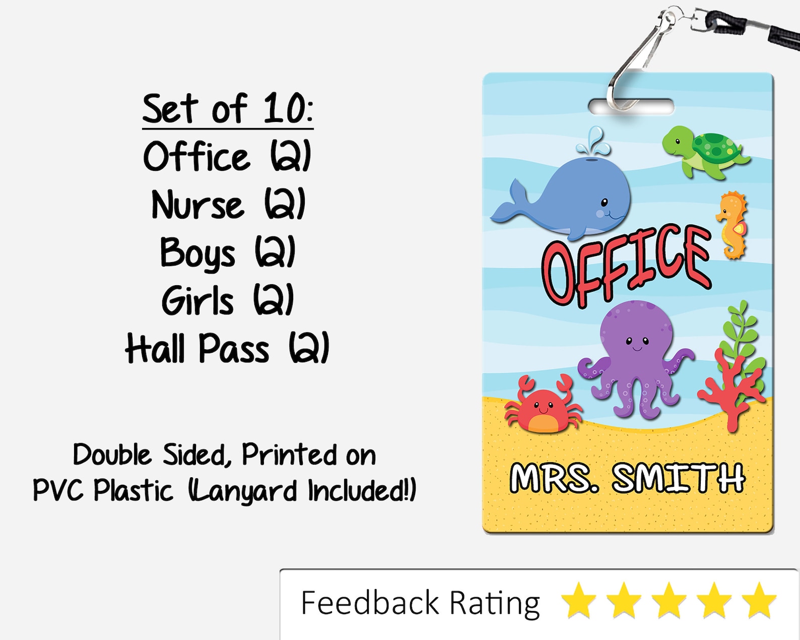 Under the Sea Theme Classroom Hall Passes for Teachers, Personalized ...