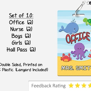 Under the Sea Theme Classroom Hall Passes for Teachers, Personalized ...