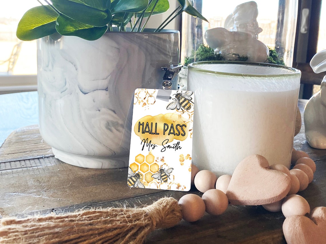 Bee Theme Classroom Hall Passes for Teachers Personalized | Etsy