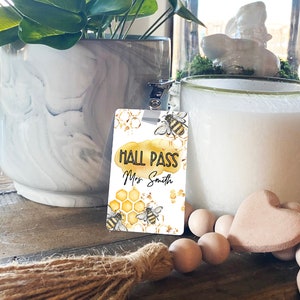 Bee Theme Classroom Hall Passes for Teachers, Personalized, Set of 10 ...