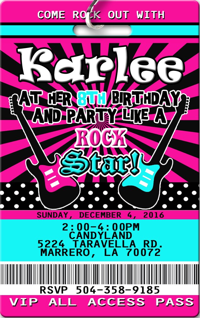 Rockstar Invitation PLASTIC Rockstar Rockstar Invitation | Etsy