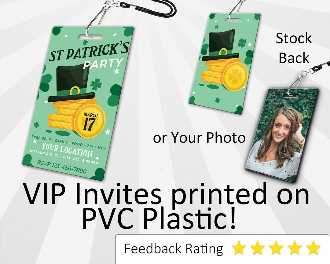 St Patrick Gold Coin Invitation PLASTIC - Etsy