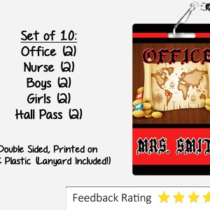 Pirate Theme Classroom Hall Passes for Teachers, Personalized, Set of ...