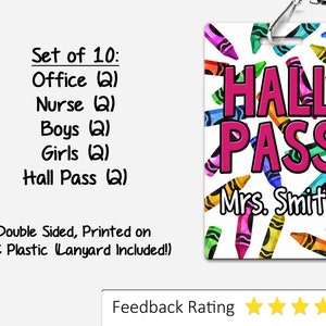 Crayons Theme Classroom Hall Passes for Teachers, Personalized, Hall ...