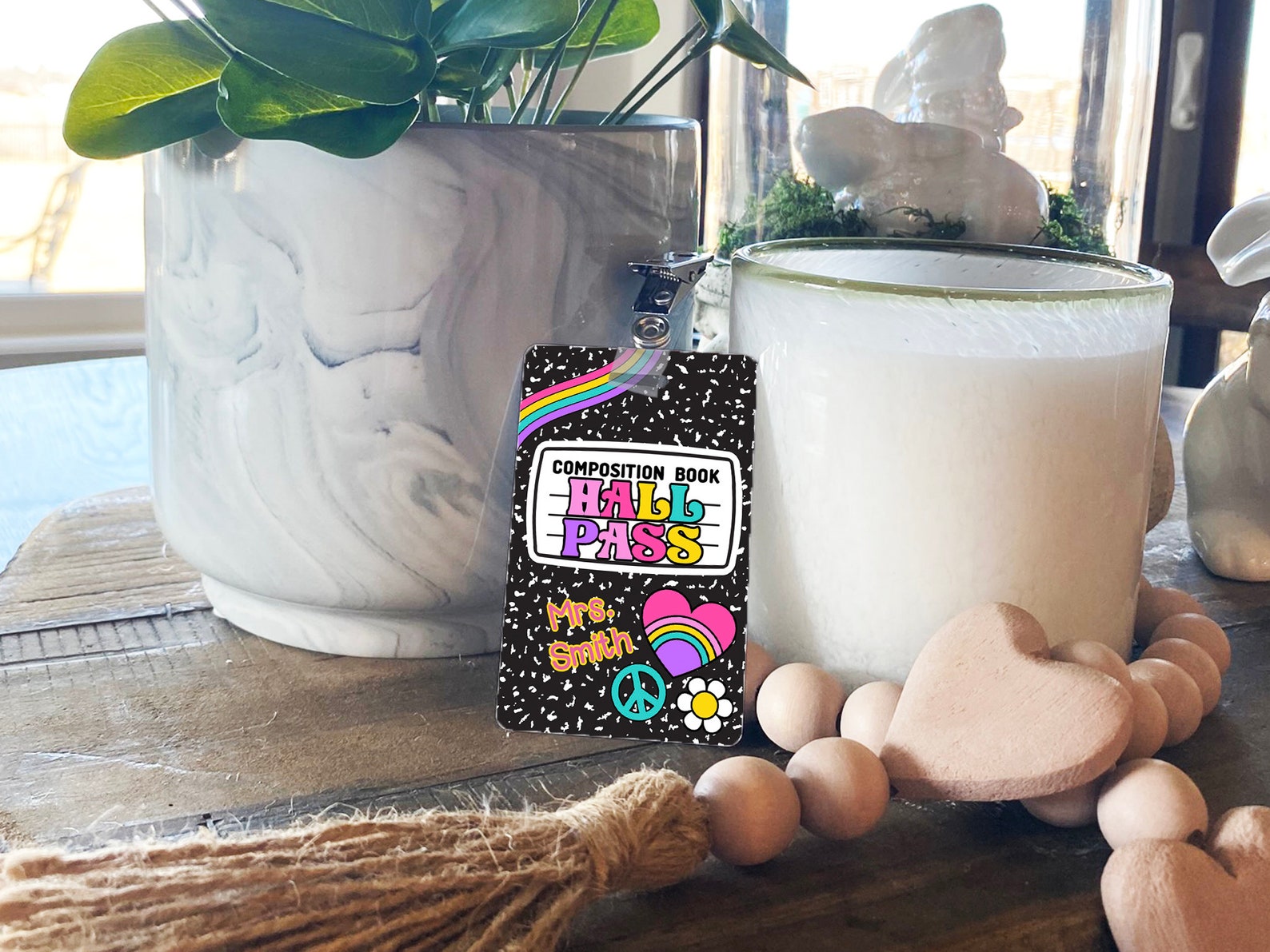 Composition Book With Flair Theme Classroom Hall Passes for Teachers ...