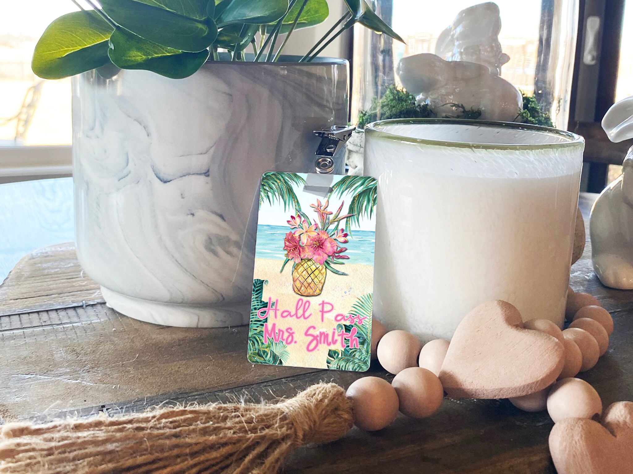 Tropical Getaway Theme Classroom Hall Passes for Teachers, Personalized ...