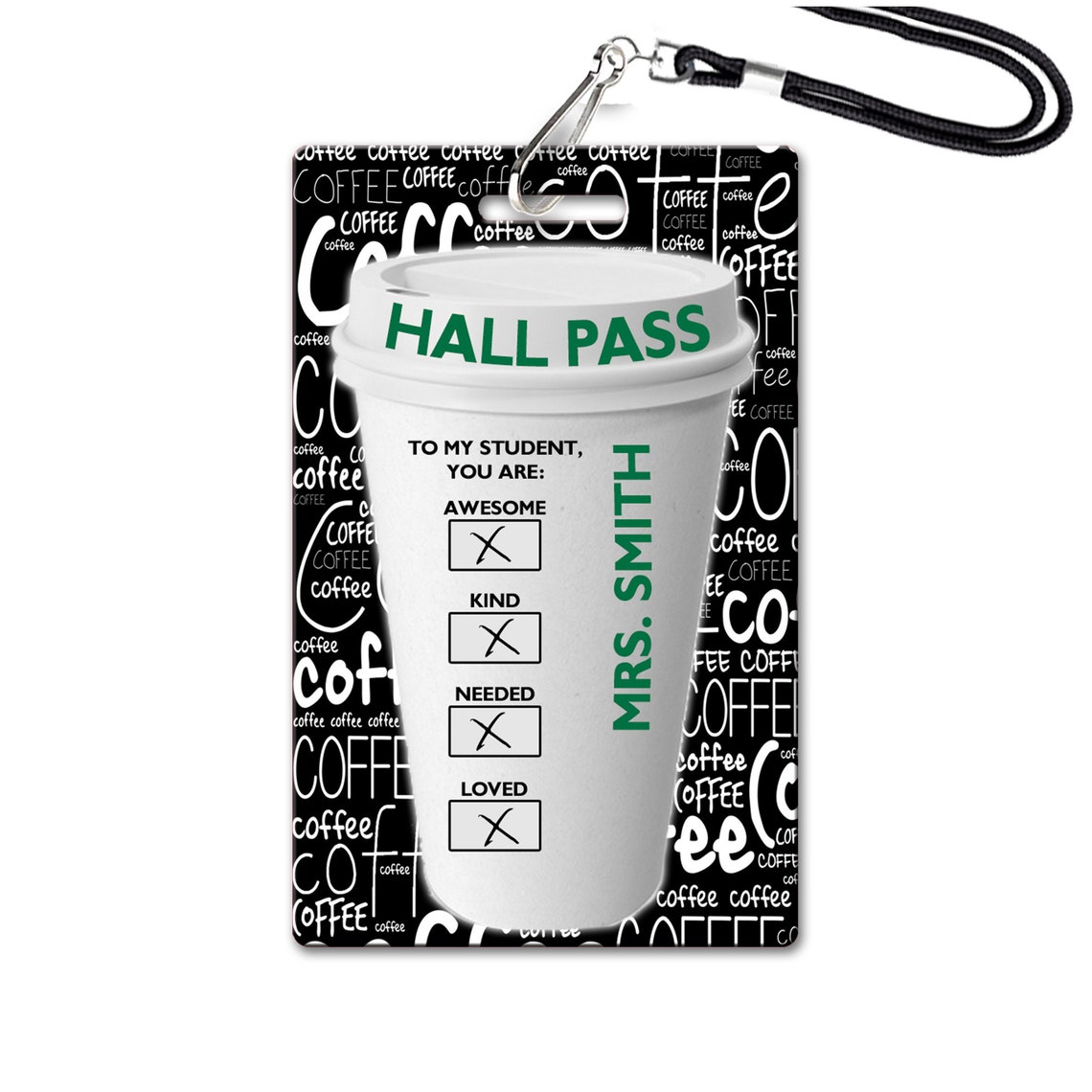 Coffee Theme Classroom Hall Passes for Teachers, Personalized, Set of ...