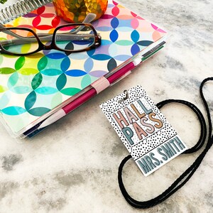 Boho Vibes Theme Classroom Hall Passes for Teachers, Personalized, Set ...