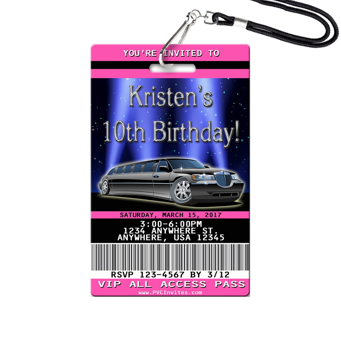 Limo Birthday Invitation PLASTIC Limo Birthday Limo Birthday | Etsy