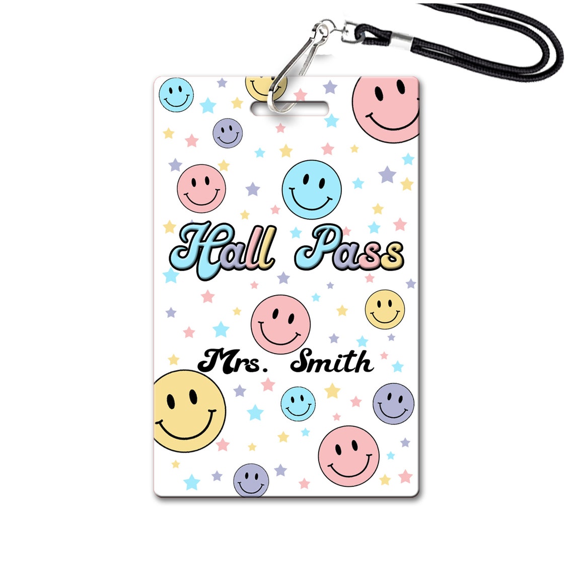 Smiley Face Theme Classroom Hall Passes for Teachers, Personalized, Set ...