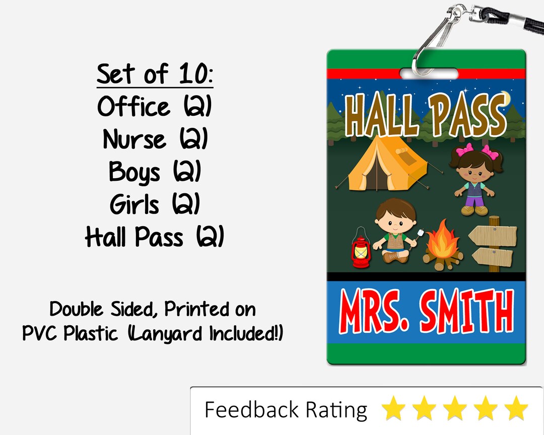 Camping Theme Classroom Hall Passes for Teachers - Etsy