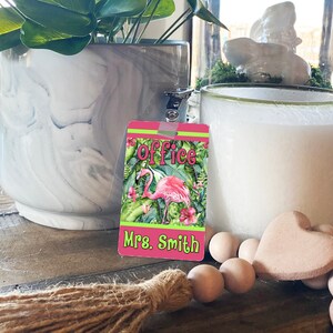 Flamingo Theme Classroom Hall Passes for Teachers, Personalized, Set of ...