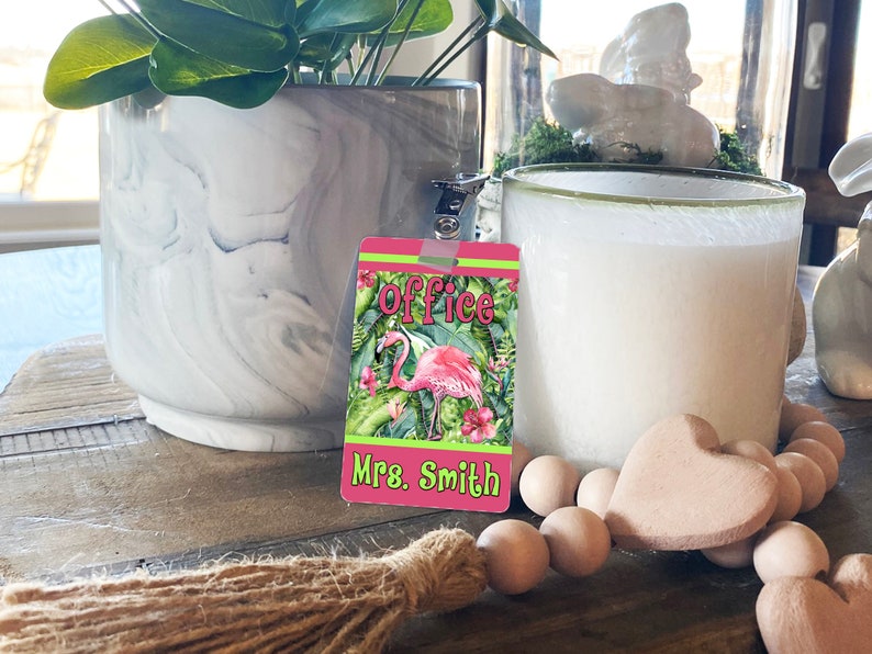 Flamingo Theme Classroom Hall Passes for Teachers, Personalized - Made ...