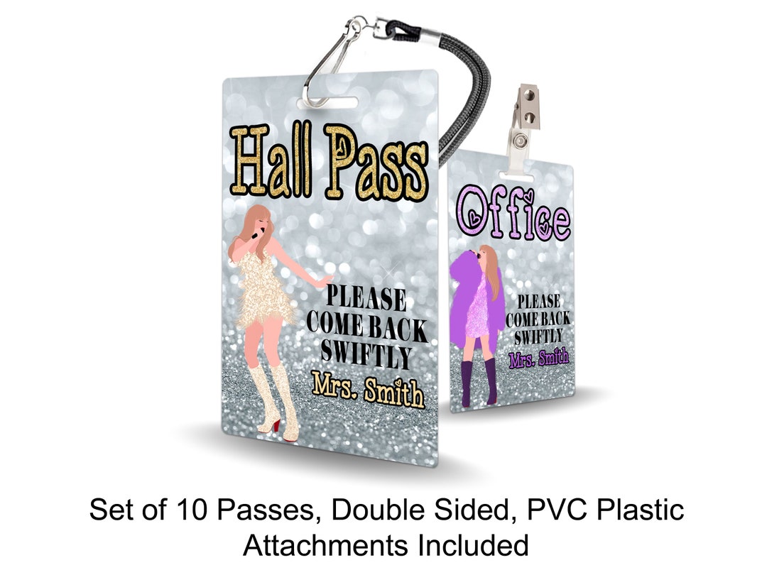 Taylor Swift Theme Classroom Hall Passes for Teachers, Personalized ...