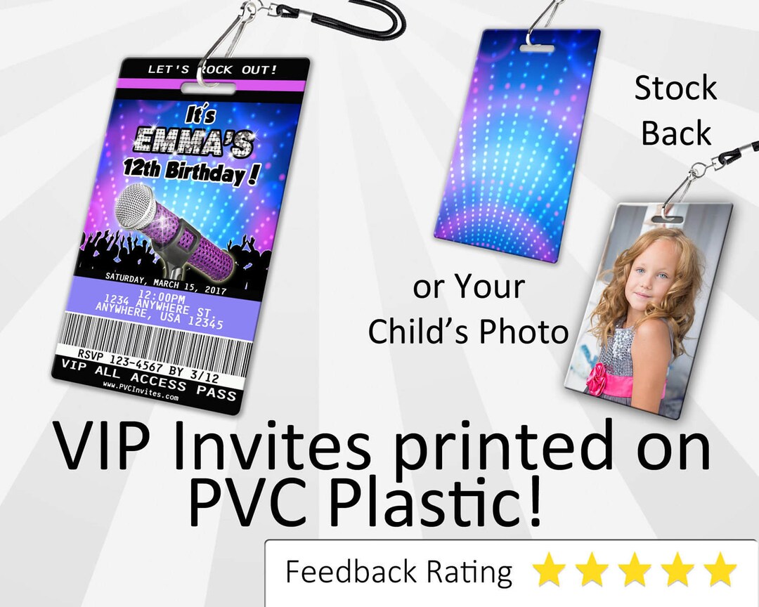 Pop Star Invitation PLASTIC Pop Star, Pop Star Invitation, Birthday ...