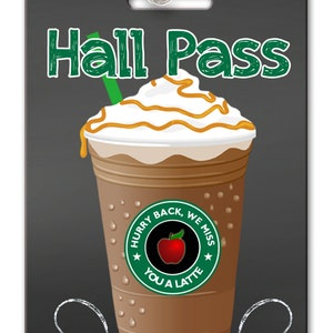 Coffee Theme Classroom Hall Passes for Teachers, Personalized, Set of ...