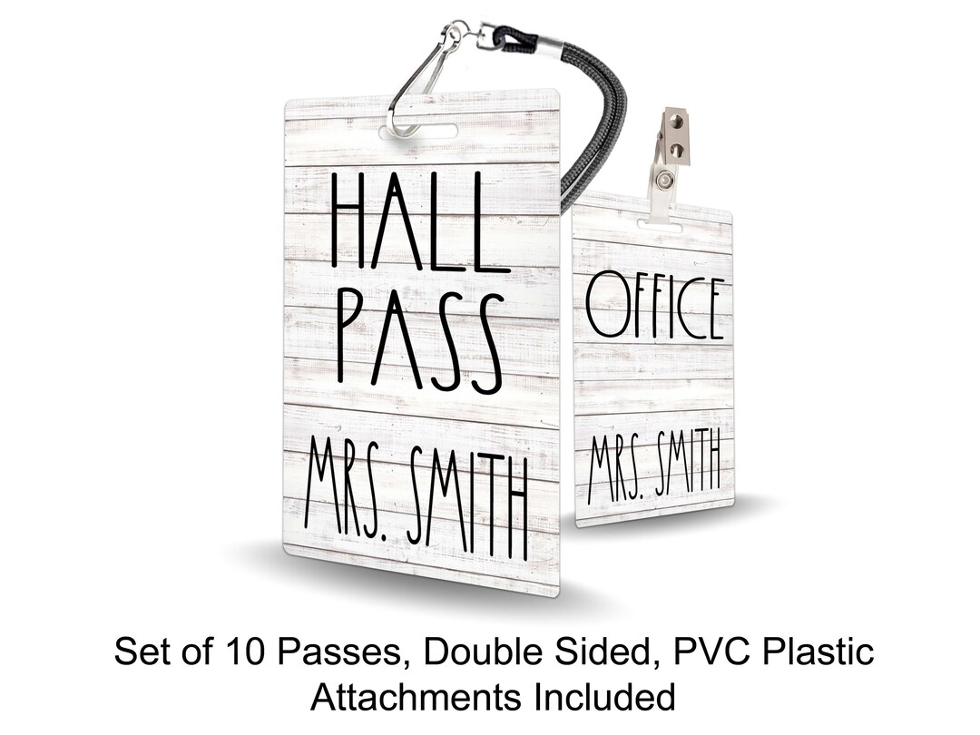 Simple Shiplap Theme Classroom Hall Passes for Teachers, Personalized ...