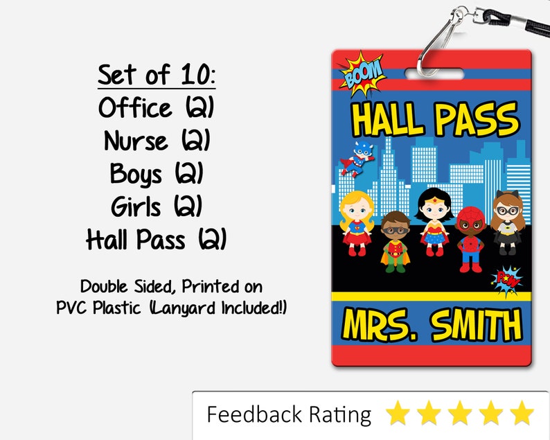 Superhero Theme Classroom Hall Passes for Teachers - Etsy