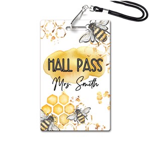 Bee Theme Classroom Hall Passes for Teachers, Personalized, Set of 10 ...