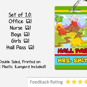 Dinosaur Theme Classroom Hall Passes for Teachers, Personalized, Hall ...