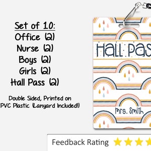 Boho Rainbow Theme Classroom Hall Pass, Personalized, Set of 10 - Etsy