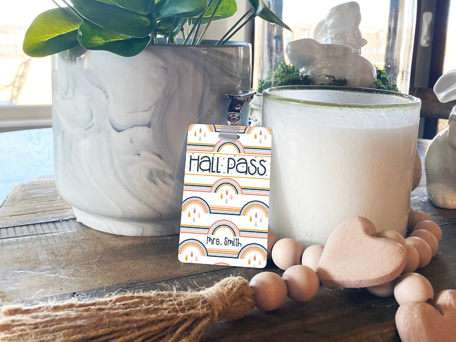 Boho Rainbow Theme Classroom Hall Pass, Personalized, Set of 10 - Etsy