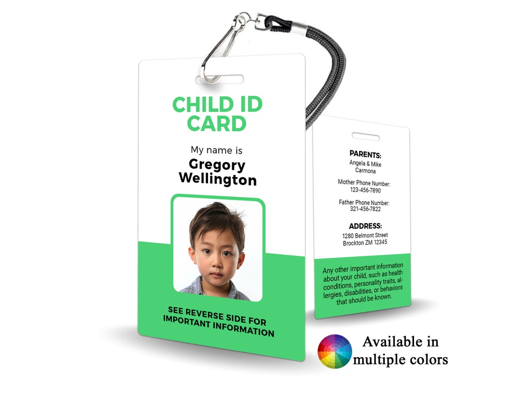 Child ID Badge - Kid Safety, ID for Children, Safety Badge - Etsy