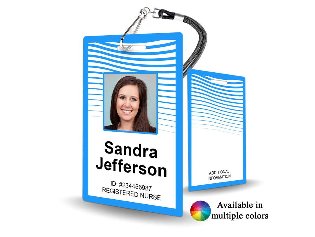 Abstract Color Wave ID Badge - Custom Badge, Abstract ID, Personalized ...