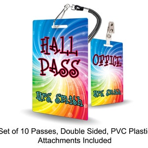 Swirl Theme Classroom Hall Passes for Teachers, Personalized, Set of 10 ...