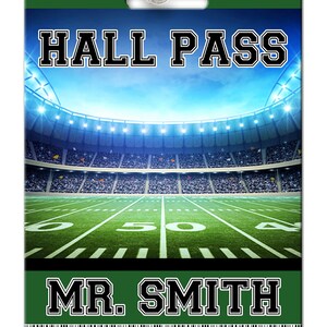 Football Theme Classroom Hall Passes for Teachers, Personalized, Hall ...