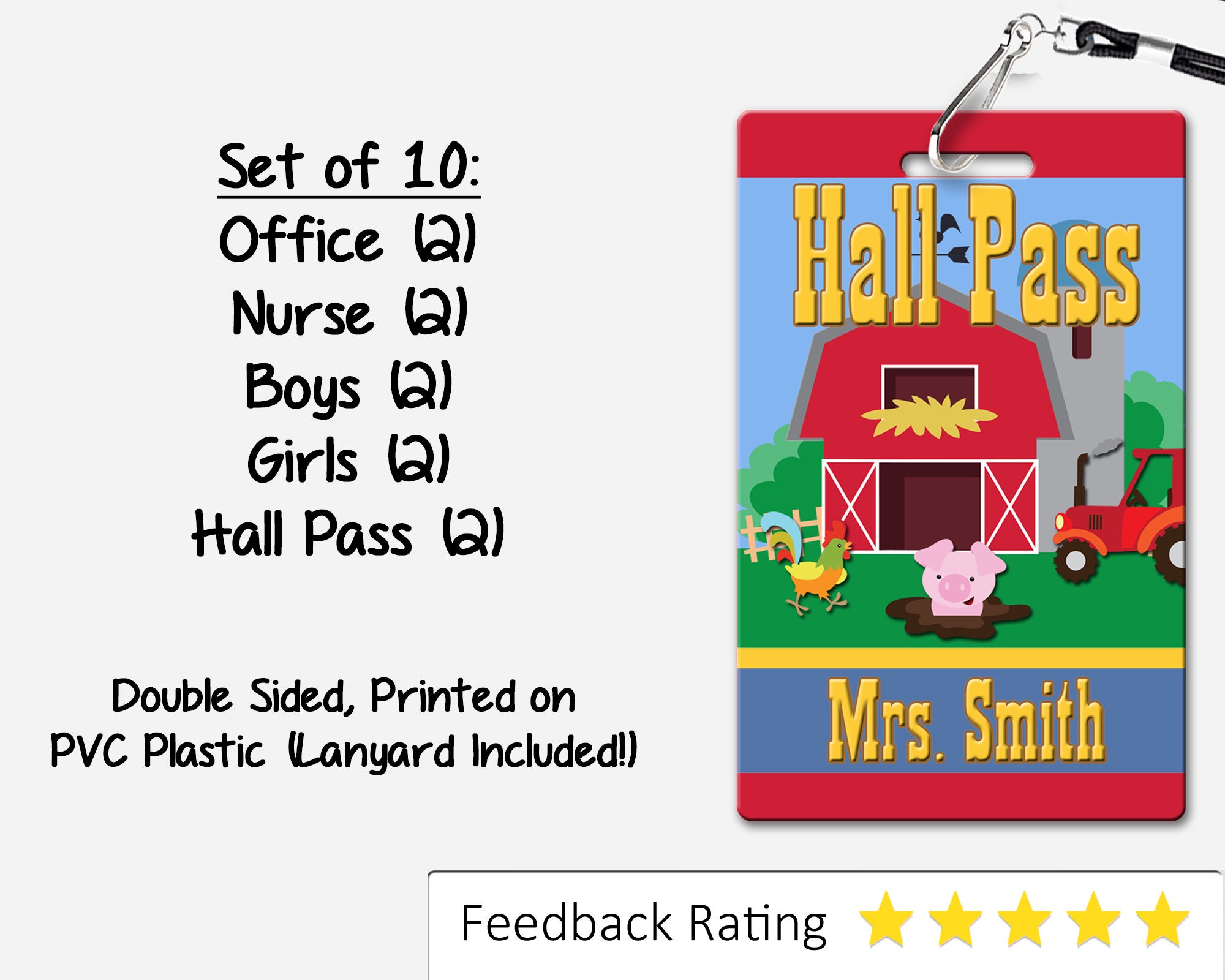Farm Theme Classroom Hall Passes for Teachers Personalized | Etsy