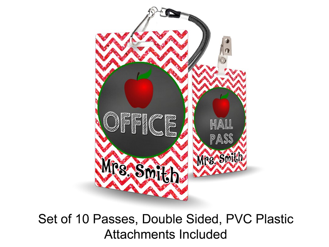 Apple Theme Classroom Hall Passes for Teachers, Personalized, Hall Pass ...