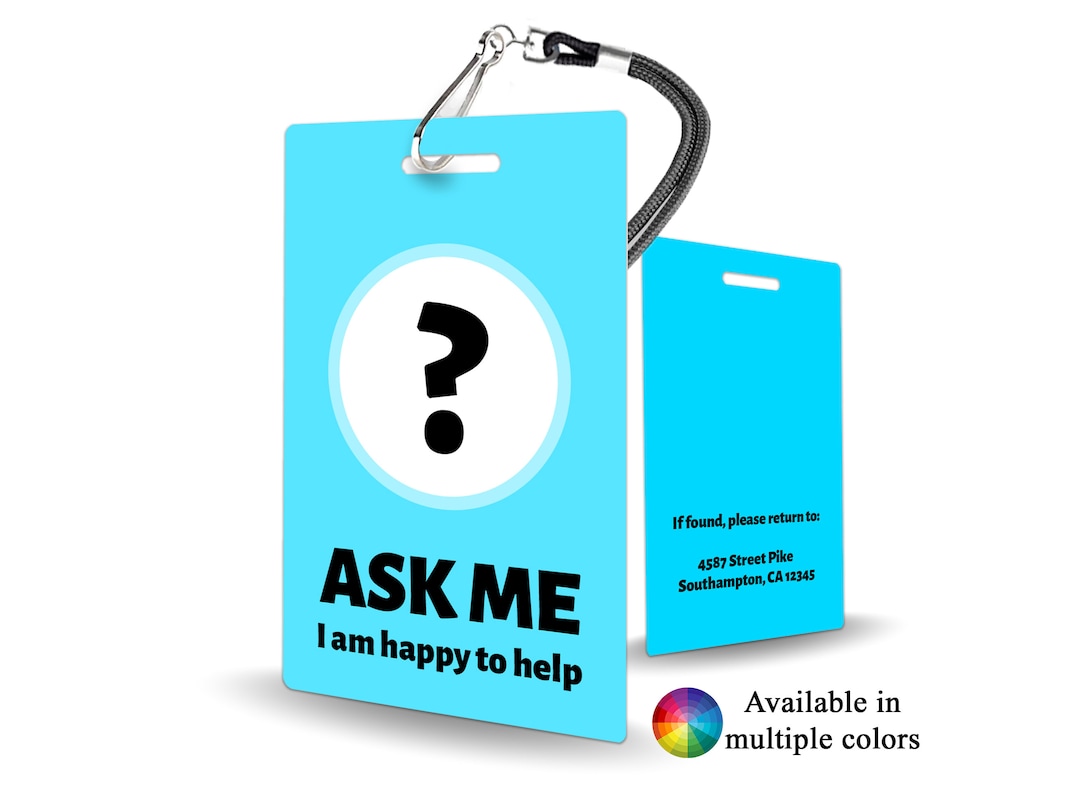 Volunteer Ask Me Badge - Custom Badge, Volunteer ID, ID Badge, Event ...