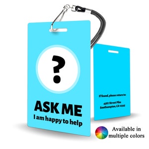 Volunteer Ask Me Badge - Custom Badge, Volunteer ID, ID Badge, Event ...