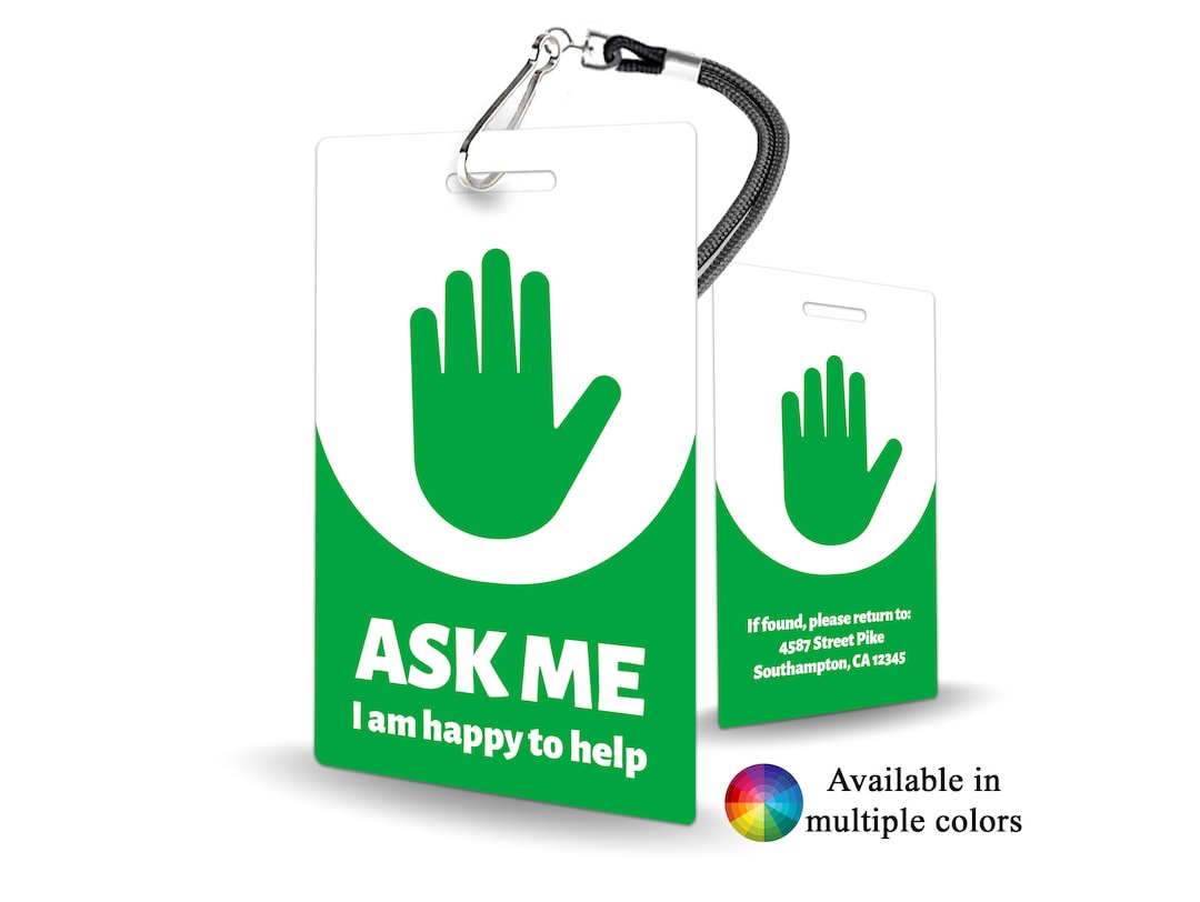 Volunteer Ask Me Hand Badge - Custom Badge, Volunteer ID, Hand-shaped ...