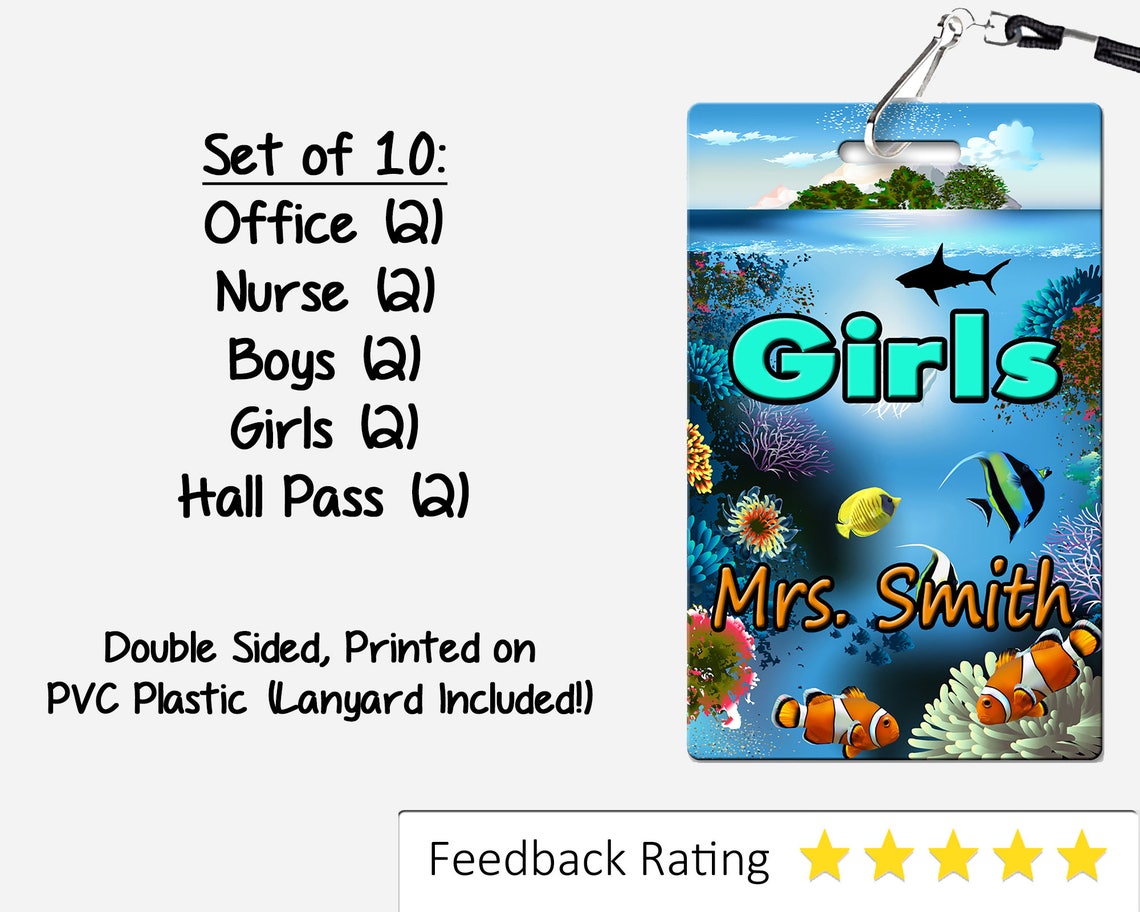 Shark Theme Classroom Hall Passes for Teachers Personalized - Etsy