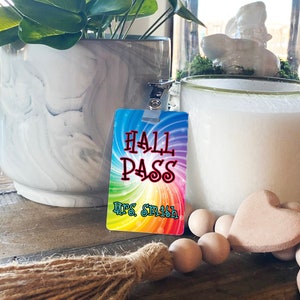 Swirl Theme Classroom Hall Passes for Teachers, Personalized, Set of 10 ...