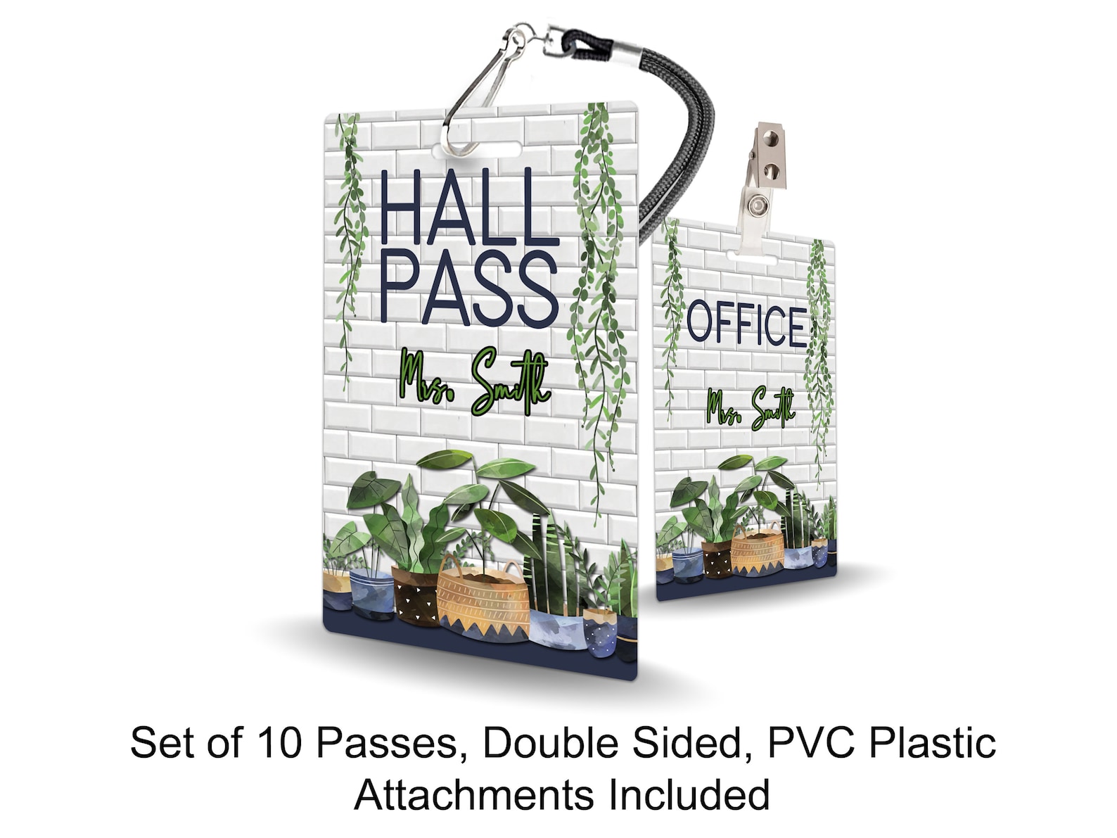Plants Theme Classroom Hall Passes for Teachers, Personalized, Set of ...
