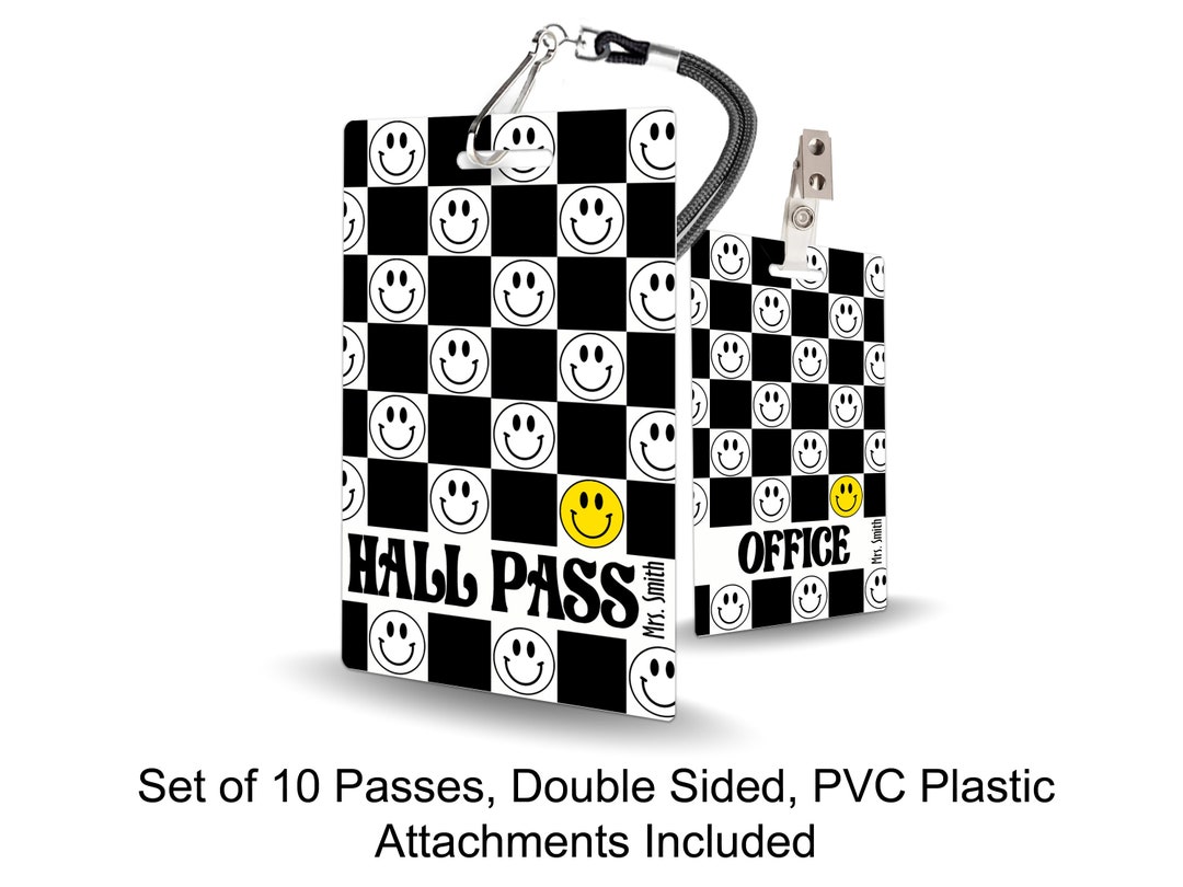 Checkerboard Smiley Theme Classroom Hall Passes for Teachers ...