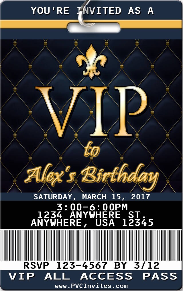 VIP Pass Birthday Invitation PLASTIC VIP Pass Birthday Vip - Etsy