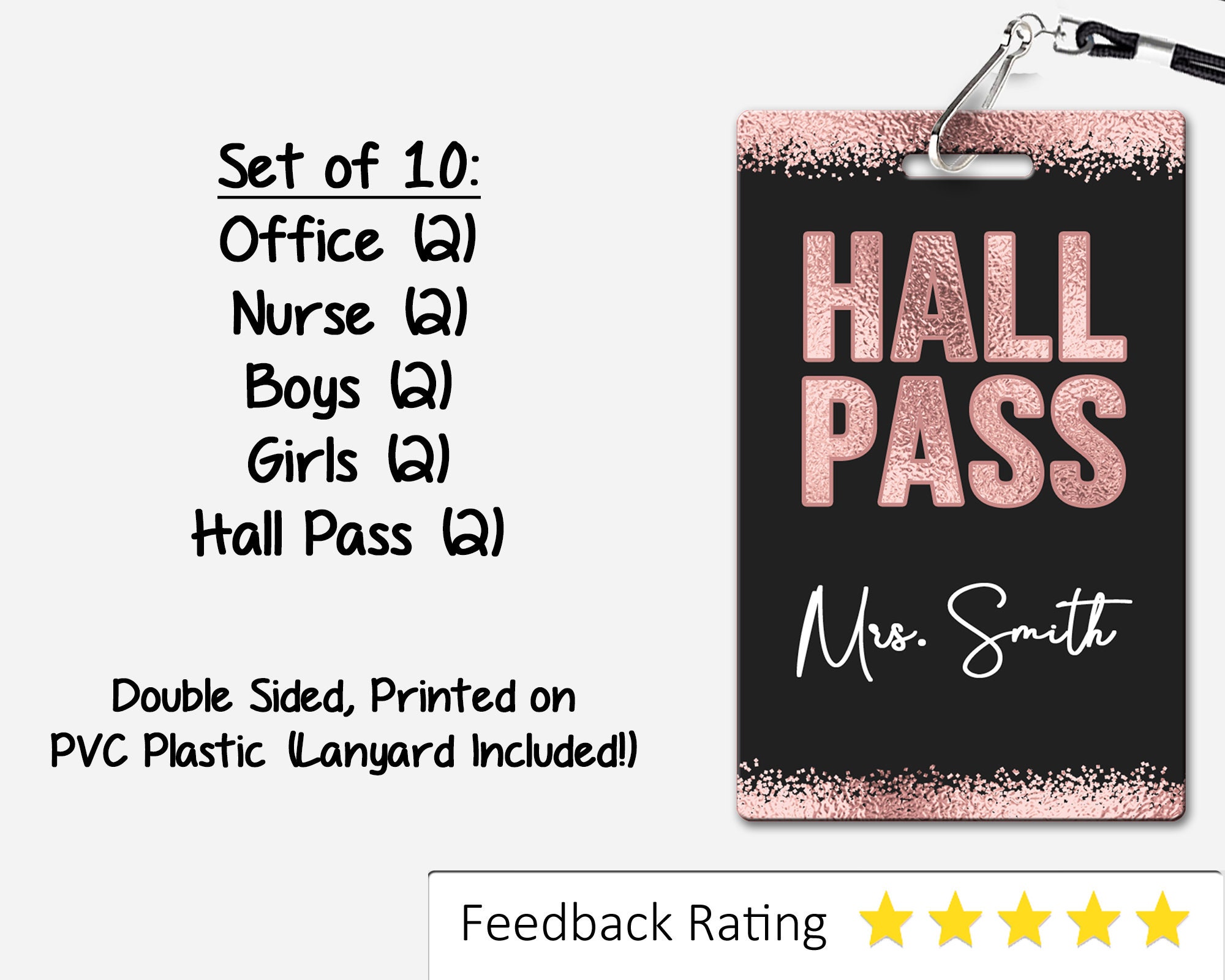 Rose Gold Theme Classroom Hall Passes for Teachers - Etsy