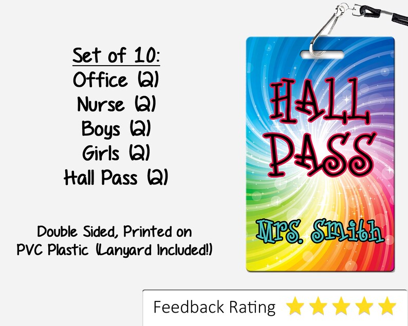 Swirl Theme Classroom Hall Passes for Teachers Personalized - Etsy