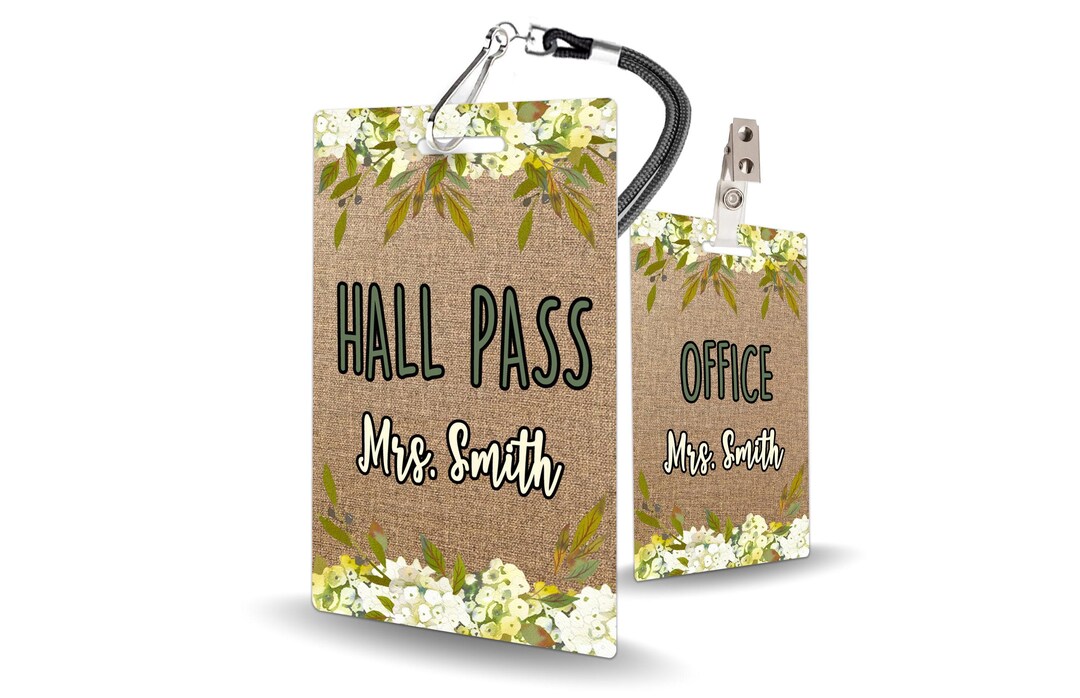 Burlap and Flowers Theme Classroom Hall Passes for Teachers ...