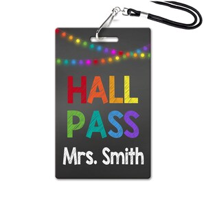 Glow Lights Theme Classroom Hall Passes for Teachers, Personalized ...