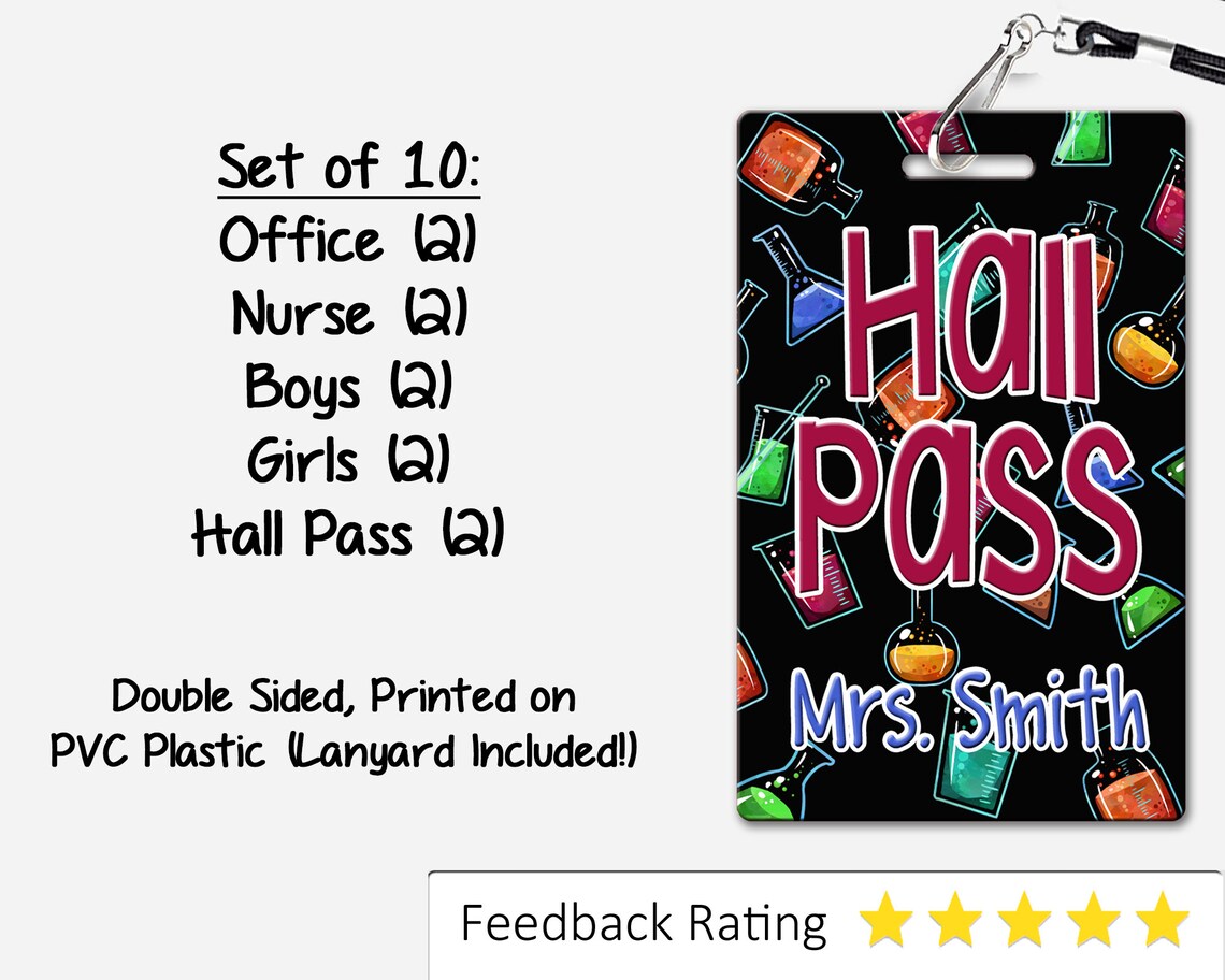 Science Beakers Theme Classroom Hall Passes for Teachers, Personalized ...